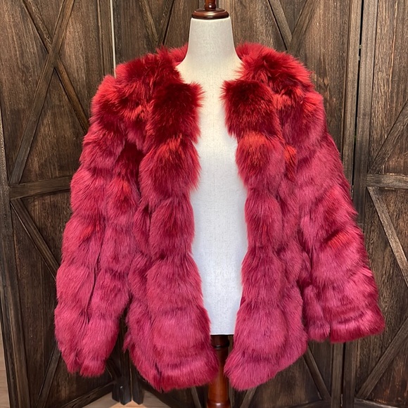 Missguided | Jackets & Coats | Red Faux Fur Coat Misguided | Poshmark